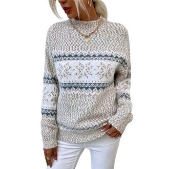Generic Pull de No&euml;l en tricot d&eacute;contract&eacute; &agrave; manches longues pour femme - Pour lautomne et lhiver - Col rond, abricot, XL
