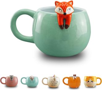 Winkee Pet Friends Fuchs-Tasse Finn I Super s&uuml;&szlig;e Kaffeetasse & Teetasse I Gro&szlig;er Becher- ca. 450 ml