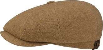 Stetson Hatteras Schirmm&uuml;tze Damen Herren Flat Cap mit Wolle Kaschmir Herbst Winter Flanelfutter Camel 59 cm