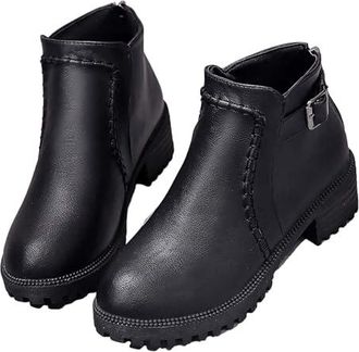Generico Bottes pour femme &agrave; talons bas, bottines pour femme dhiver d&eacute;contract&eacute;es basses, bottes confortables pour femme Chelsea Bottes &eacute;l&eacute;gantes pour femme Te