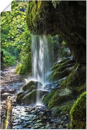 Artland Wanddeko Poster & Kunstdrucke Wandposter 80x120 cm Hochformat Wald Wasserfall Fluss Urwald Natur Landschaft Frühling U2DC