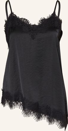 Oui Satintop Mit Spitze schwarz