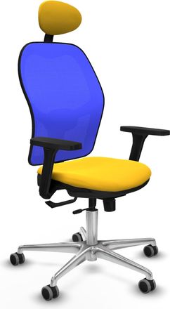 Piqueras y Crespo Ergonomischer Computerstuhl mit 3D-Armen, h&ouml;henverstellbarer Lendenwirbelst&uuml;tze und festem Kopfteil, ausgestattet mit Syncro/Traslack und eingespritzt