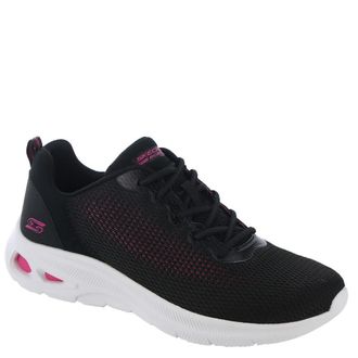 Skechers Damen BOBS Unity HINT of Color Sneaker, Schwarz und Hot Pink Mesh, 38 EU