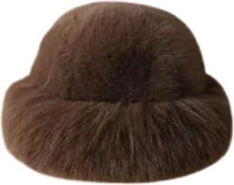 Generic Chapeau bob moelleux en cuir v&eacute;ritable pour femme - Chapeau de p&ecirc;cheur dhiver chaud et &eacute;pais pour les jours de neige, marron, Taille unique