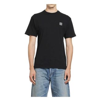 Stone Island Homme, Tops, Noir, Taille: XL T-shirt ajust&eacute; avec &eacute;cusson Compas
