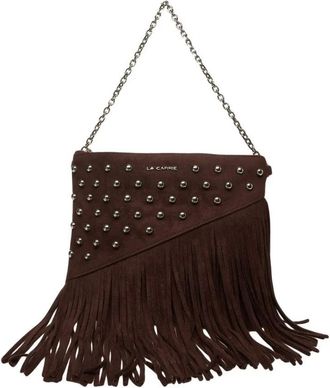 La Carrie Hobo Bags - Rectangular Brown Suede-Like Shoulder Bag With Fri - Gr. unisize - in Schwarz - für Damen