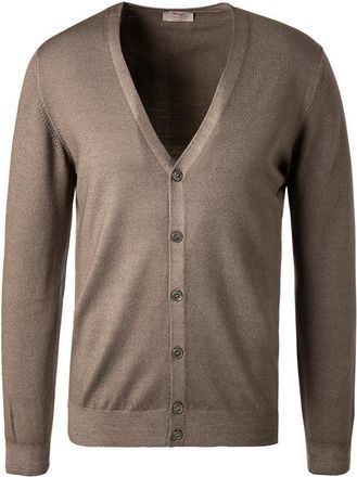 Gran Sasso Herren Cardigan braun Merinowolle unifarben