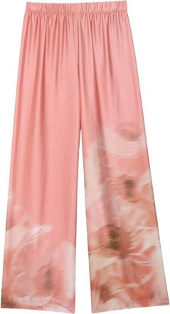 ottod'Ame Femme, Pantalons, Multicolore, Taille: 38 FR Abstract Print Satin Viscose Pantalons