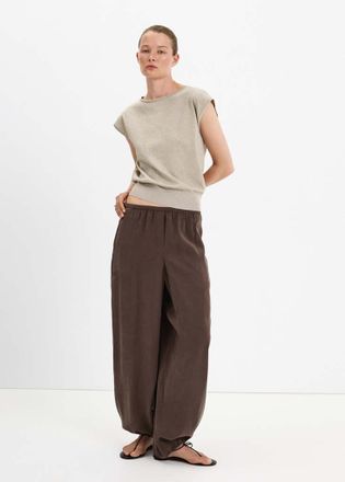 Mango Haut en maille col bateau argent - Femme - XXS - MANGO