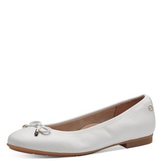 Tamaris Comfort Damen Ballerinas aus Leder mit Schleife, Weiß (White), 39 EU