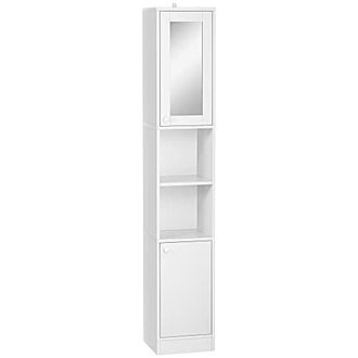 Kleankin Meuble Colonne de Salle de Bain Armoire Haute Placard de Rangement avec étagère réglable - 30 x 28 x 170 cm - Blanc