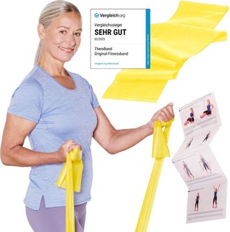 Theraband TheraBand 2,50m im PE Beutel mit Anleitung | Fitnessband | Gymnastikband | Stretchband f&uuml;r Ganzk&ouml;rpertraining | Widerstandsband | Training Bands f&uuml;r Z