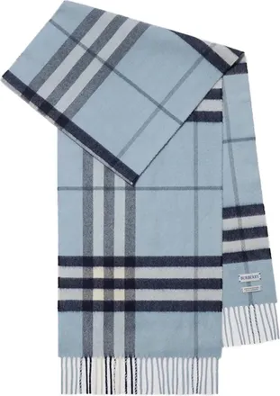 Burberry Check Cashmere Scarf - Blue
