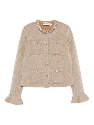 Self Portrait Jacke mit Kristallverzierung - Gold