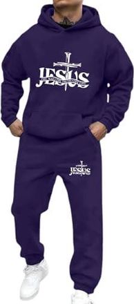 Generic Surv&ecirc;tement pour homme - Ensemble complet imprim&eacute; &agrave; manches longues - Sweat &agrave; capuche - Ensemble de jogging &eacute;l&eacute;gant et moderne - 2 pi&egrave;ces, 14 _Violet,