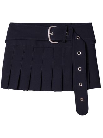 Off-white minijupe pliss&eacute;e &agrave; taille ceintur&eacute;e - Bleu