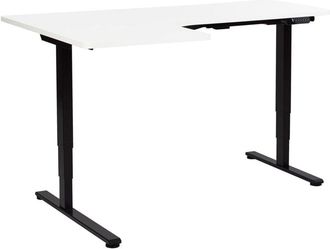 Beliani Schreibtisch Links Wei&szlig; u. Schwarz Melamin L-Form 160x59 cm mit Metallgestell Elektrisch H&ouml;henverstellbar B&uuml;ro Steh-Sitz-Tisch Stehtisch