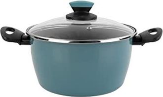 Magefesa Lotus Kochtopf, 20 cm, aus emailliertem Stahl, außen, blau, antihaftbeschichtet, zweilagig, verstärkt, für alle Herdarten geeignet, speziell Induktion