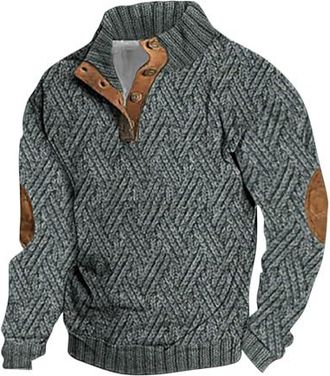 Generic Hauts pour homme - Pull à col roulé pour homme - Pull dhiver chaud Henley à manches longues - Col montant - Pull élégant - Coupe ample - Tenue décontr