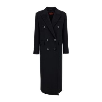 Max Mara Langer Zweireihiger Mantel - - Coats - Damen - Schwarzk - M