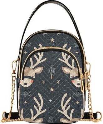 Mnsruu Sac à bandoulière pour femme avec motif renne, élan, animal de la forêt, sac à main noir avec sangle réglable