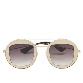 Gucci Pre-owned Runde Sonnenbrille mit Glasrahmen - - Pre-owned - Damen - Beige - ONE SIZE