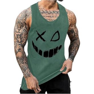 Generico T-shirt sans manches pour homme, haut de sport d&eacute;t&eacute; Streetwear avec imprim&eacute; en coton, t-shirt int&eacute;rieur confortable pour adolescents, v&ecirc;tement dentra&icirc;