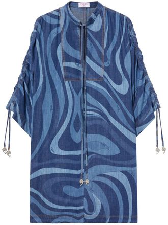 Pucci robe-caftan à imprimé Marmo - Bleu