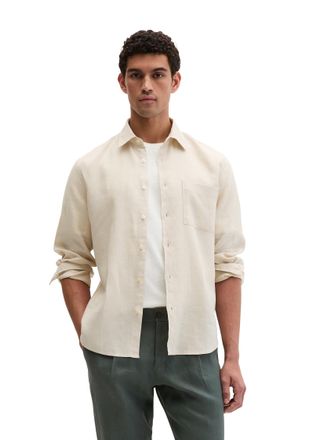 Marc O'Polo Leinenhemd MARC OPOLO, Herren, Gr. L, N-Gr, light oat, Web, Obermaterial: 100% Leinen, Manschette, Hemden, im klassisch cleanen Look