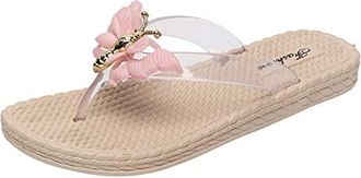 Generic Sandales dété extra larges pour femme avec pieds - Style fée rouge - Talon plat - Fond souple, rose, 38.5 EU