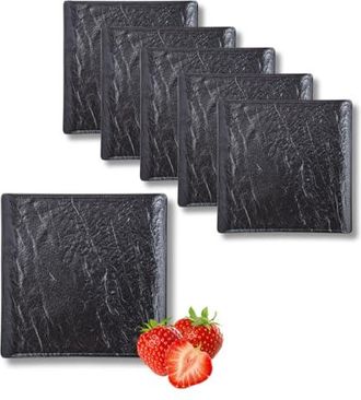 Wilmax England Wilmax - Assiettes carr&eacute;es - 6 pi&egrave;ces - Aspect pierre - Ne ternit pas - Convient pour le four - Lavable au lave-vaisselle - Convient pour le contact a