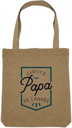 Fabulous Sac Shopping Tote Bag Aspect Lin - Certifi&eacute; Papa de lAnn&eacute;e P&egrave;re Famille Valid&eacute; - Sac de Courses Toile Epaisse 360g Beige Naturel Cabas Port&eacute; Epaule So