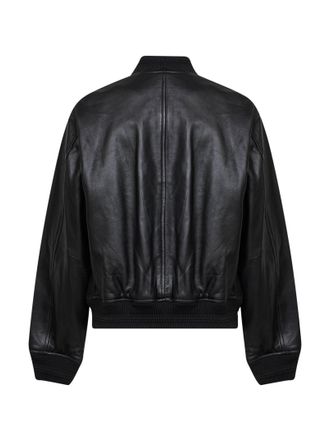 Diesel Womens Black Nappa Leather Bomber Jacket Lambskin