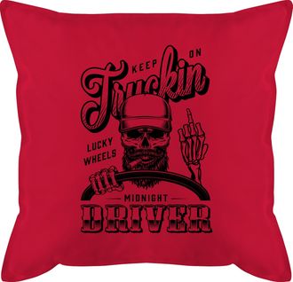 Shirtracer Kissen 50x50 - Trucker - Keep on Truckin Totenkopf - LKW-Fahrer Geschenk - 50 x 50 cm - Rot - LKW Fahrer Geschenke f&uuml;r