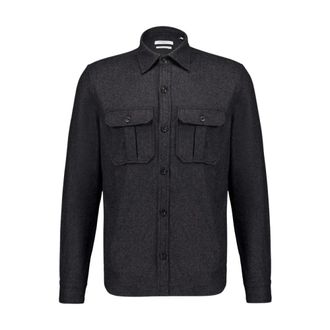 Boglioli Homme, Chemises, Gris, Taille: M Overshirt en Laine Grise Foncée