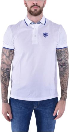 Blauer Homme, Tops, Blanc, Taille: S Polo en coton à manches courtes