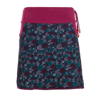 vishes Alternative Bekleidung - Damen Mini-Rock Baumwolle Blumen-Muster Bund zum Schn&uuml;ren mit Taschen schwarz 44