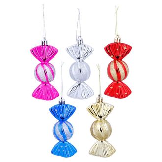 WINOMO 5pcs Weihnachts-S&uuml;&szlig;igkeiten-Ornamente: Glitzernde Zuckerstangen-H&auml;ngeornamente f&uuml;r Weihnachtsbaum, Pfefferminz-Ornamente f&uuml;r Weihnachtsfeier-Dekoratio
