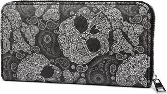 styleBREAKER Portemonnaie Geldb&ouml;rse mit Totenkopf Paisley Print