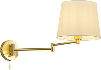 Trio Leuchten Wandleuchte Lyon 209100108, Metall, Messing matt, Stoffschirm