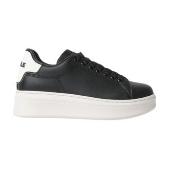Ga&euml;lle Paris Schwarze Leder-Sneakers mit Gummi-Patch - - Shoes - Damen - Schwarzk - 35 EU