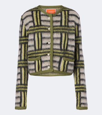 La DoubleJ Cardigan Kells Check en laine et mohair m&eacute;lang&eacute;s