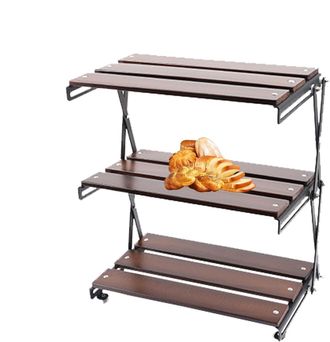Generic Faltbares Gestell für Camping, faltbare 3 Schichten Picknick-Theke Siebhalter | robuster Lagerregal Campingregale Veranstalter für Innen Picknick im F