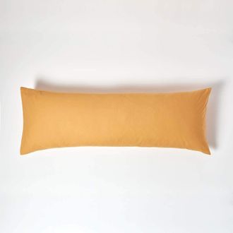 Homescapes 4er-Set Seitenschläferkissen-Bezug 50x140 cm senfgelb mit Hotelverschluss, 100% ägyptische Baumwolle, Fadendichte 200