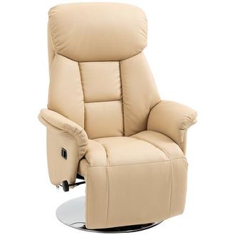 HOMCOM Fauteuil de Relaxation Fauteuil Relax de Salon inclinable pivotant Repose-Pied r&eacute;glable accoudoirs, Chaise TV en Cuir synth&eacute;tique, jusqu&agrave; 150 kg, pour