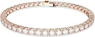 Swarovski Bracelet Matrix Tennis, Taille ronde, Blanc, Placage de ton or rosé