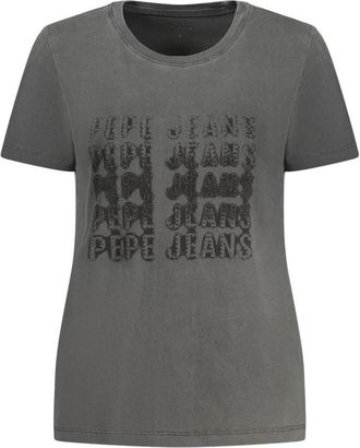 Pepe Jeans London Kurz&auml;rmeliges T-Shirt mit Rundhalsausschnitt - - Tops - Damen - Schwarzk - XS
