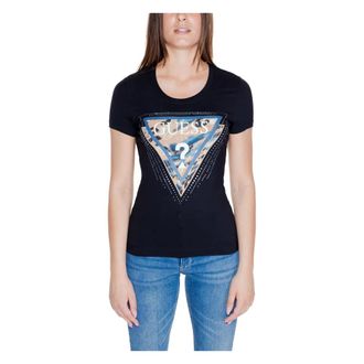 Guess Femme, Tops, Noir, Taille: 36 FR Leo Triangle T-Shirt