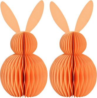 Matches 21 Osterdeko Osterhasen zum Hinstellen orange 2er Set Dekofiguren - Ø 11 x 20 cm als Frühlingsdeko aus Papier